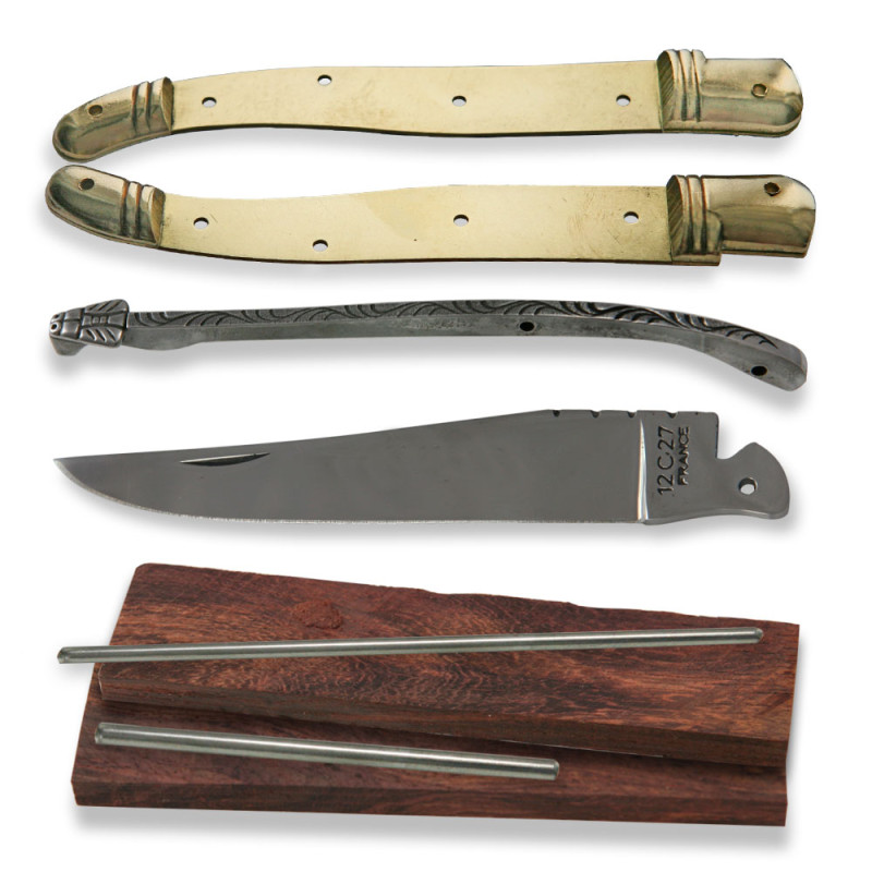 laguiole folding knife kit with 2 brass bolsters