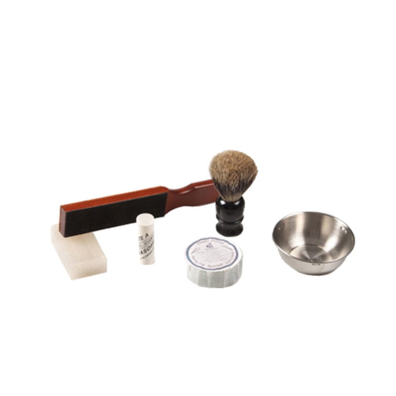 Historic shaving box in varnished beechwood for straight razors